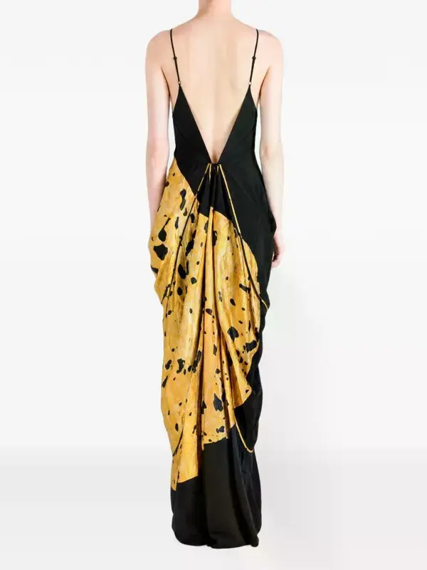 YANGKEHAN Draped Floral-print Maxi Dress