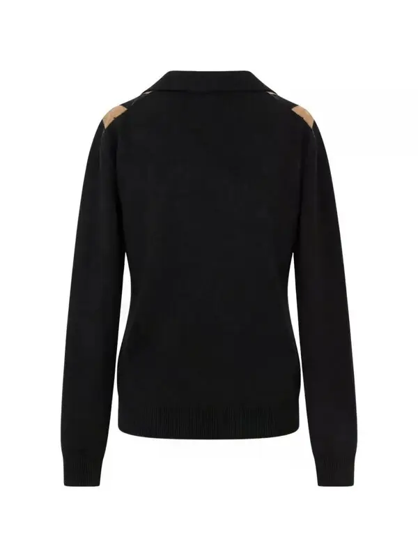 JUCCA Argyle-intarsia Collar Sweater - Black