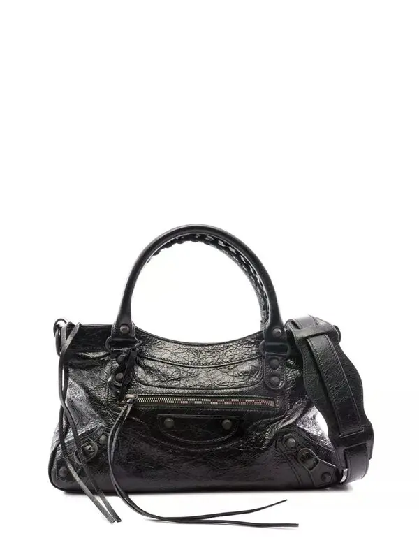 Balenciaga 2010-2026 Lambskin Motocross Classic First Satchel - Black