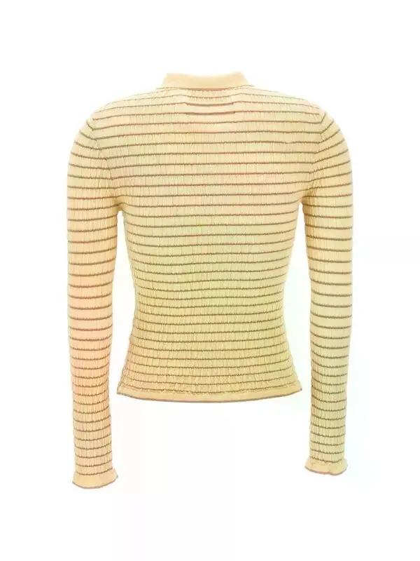 Guest In Residence Striped Smocked Polo Shirt