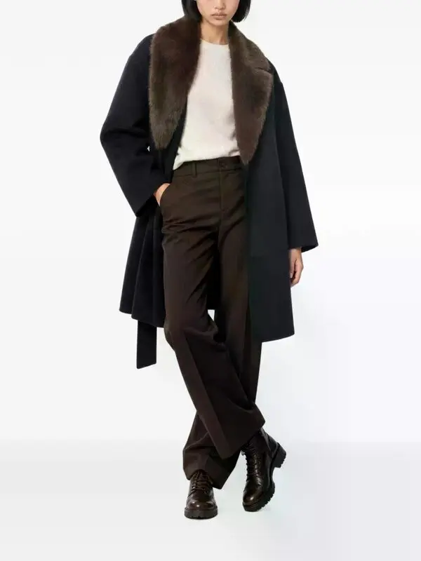 P.a.r.o.s.h Faux-fur Collar Belted Coat