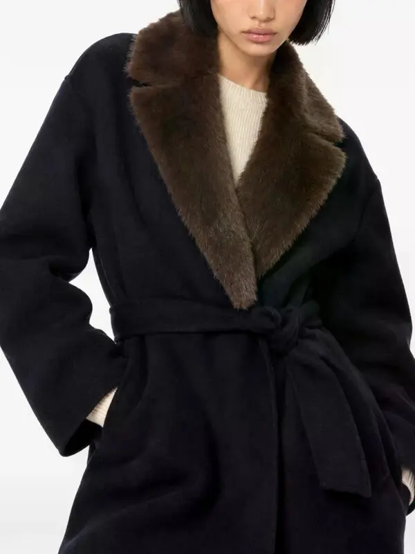 P.a.r.o.s.h Faux-fur Collar Belted Coat