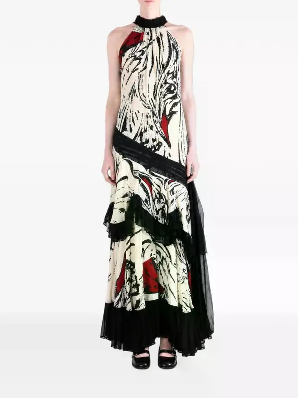 YANGKEHAN Floral-print Ruffled Maxi Dress