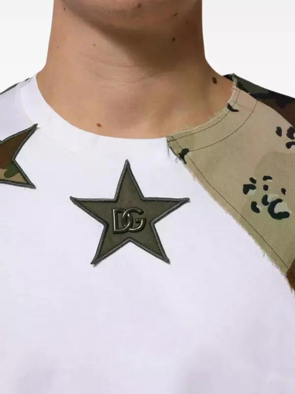 Dolce & Gabbana Camouflage-patchwork Star-patch T-shirt