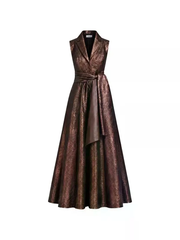 BARUNI Victoria Jacquard-weave Sleeveless Maxi Dress - Brown