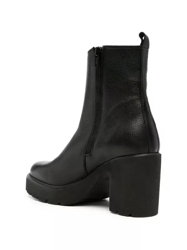 Unisa Grained Leather Ankle Boots - Black