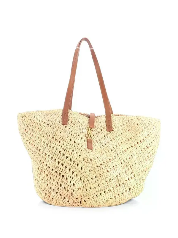 Saint Laurent Panier Monogram Basket Shopper Raffia Medium Tote Bag