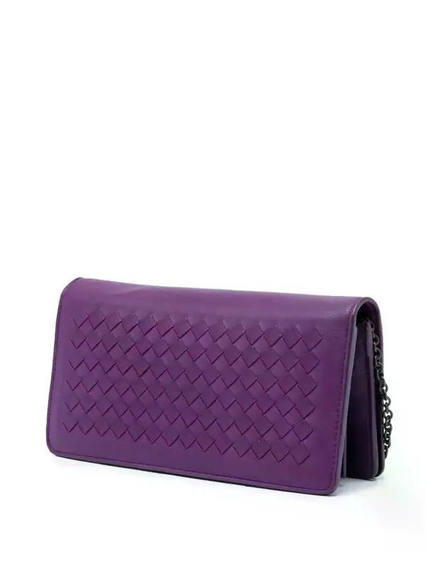 Bottega Veneta 2012-2026 Nappa Intrecciato Continental Wallet On Chain Crossbody Bag - Purple