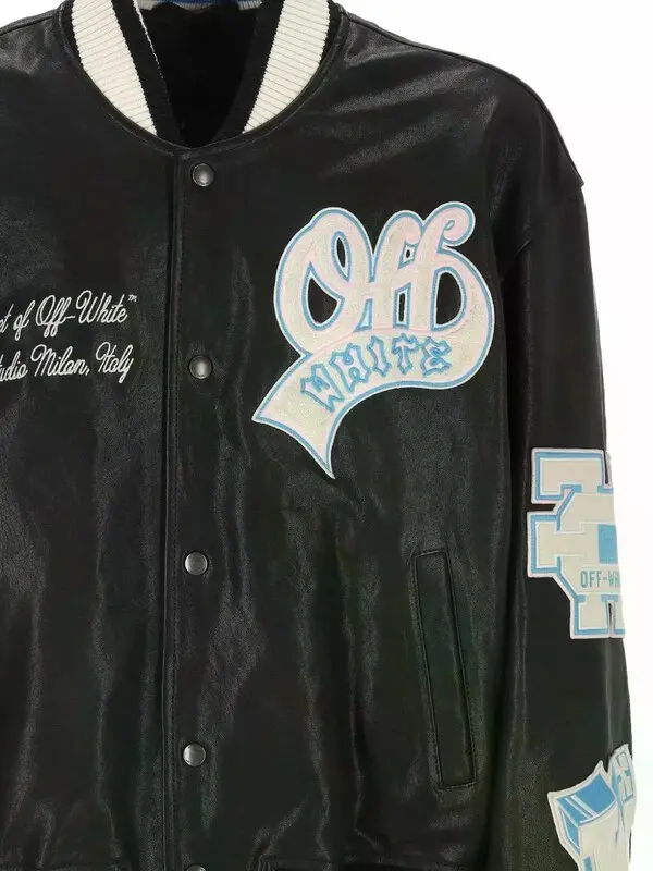 Off-White Patch-detail Leather Bomber Jacket