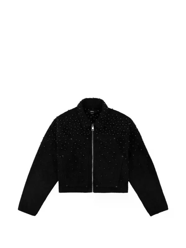 PURPLE BRAND Pearl-embellished Cropped Jacket - Black