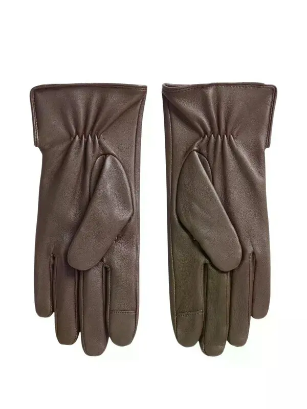 Ralph Lauren Button-detail Leather Gloves - Brown