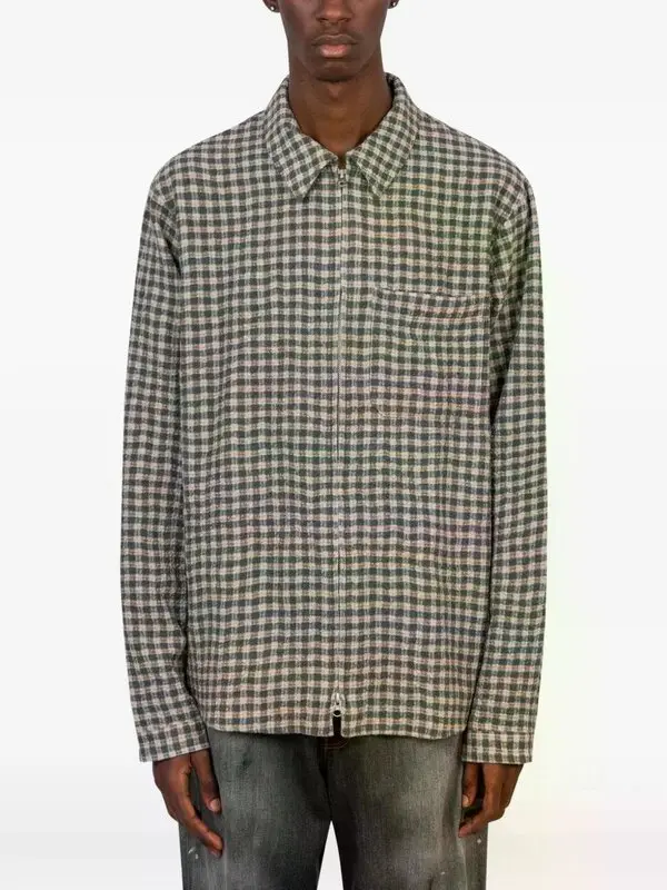 ANOTHER ASPECT 1.0 Check-pattern Zip-up Shirt