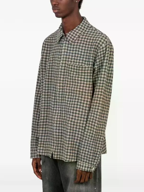 ANOTHER ASPECT 1.0 Check-pattern Zip-up Shirt