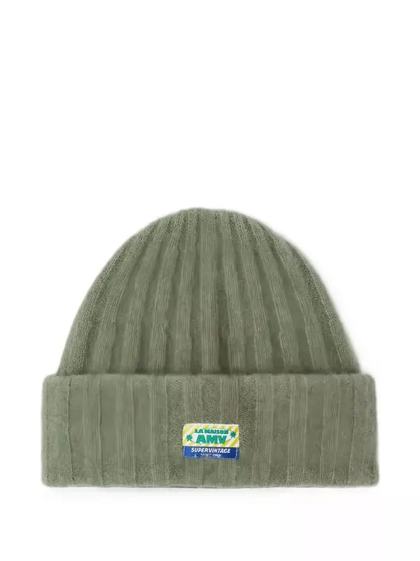 American Vintage Vitow Logo-patch Beanie Hat - Green