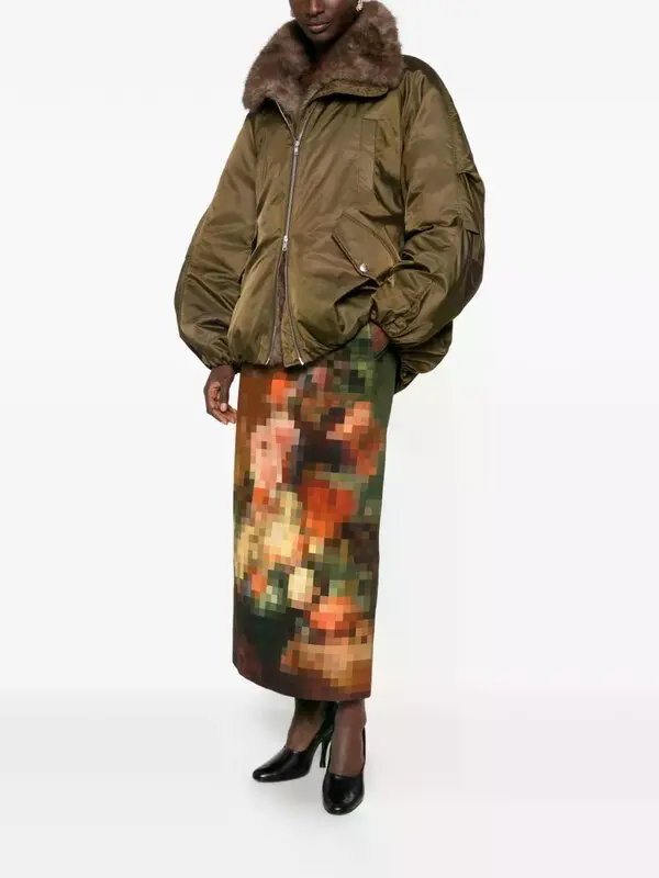 STAND STUDIO Thilda Faux-fur Trim Bomber Jacket - Green