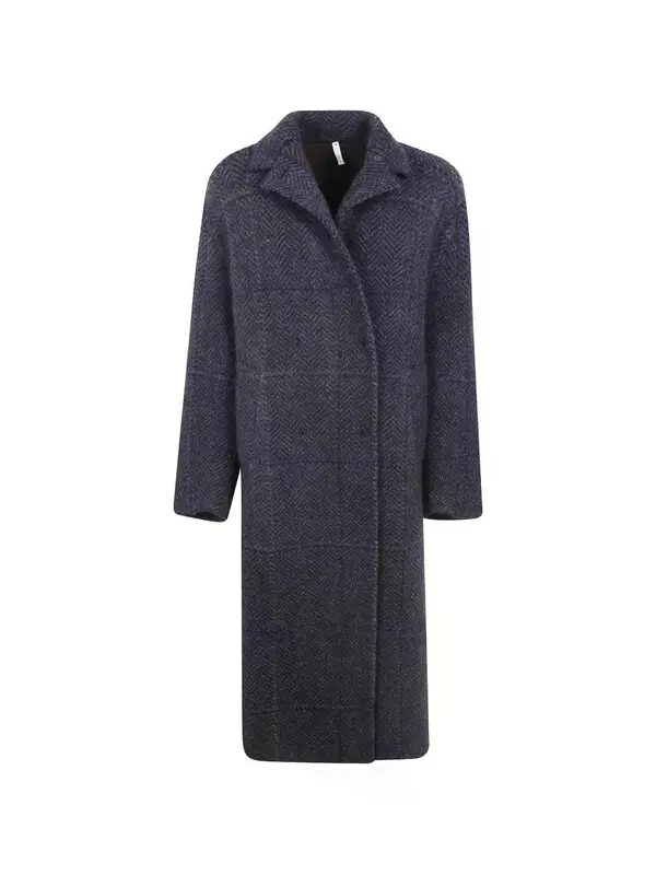BOBOUTIC Herringbone Check-pattern Double Breasted Coat