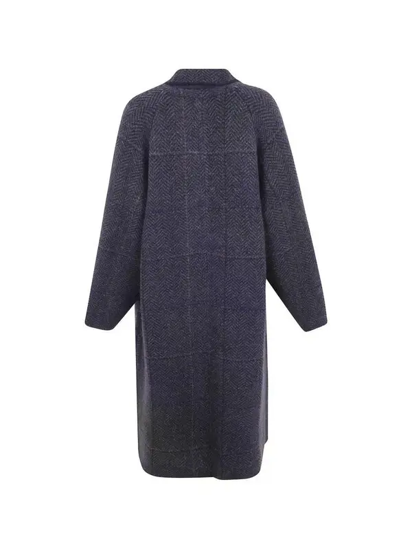 BOBOUTIC Herringbone Check-pattern Double Breasted Coat