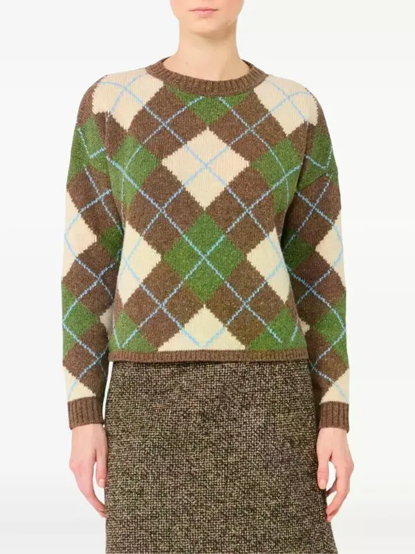 Max Mara Jacquard-knit Argyle Sweater