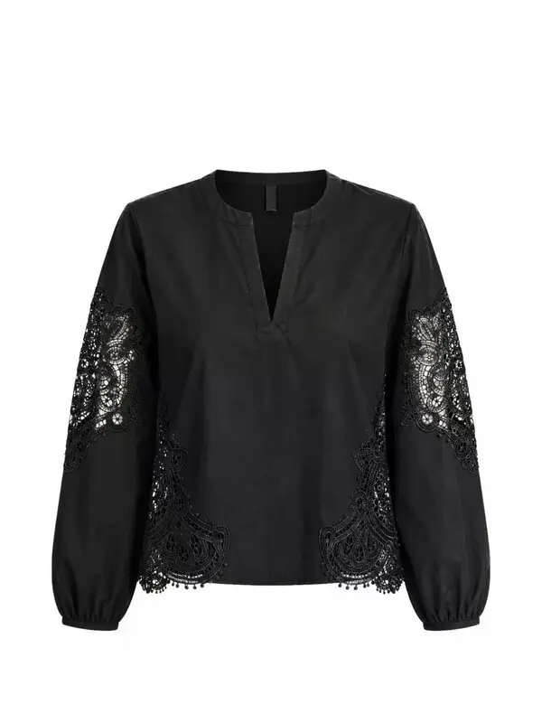 KAOS Lace-panelled V-neck Blouse - Black