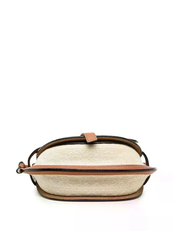 Loewe 2021 Mini Bicolor Anagram Canvas And Smooth Calfskin Gate Crossbody Bag - Neutrals