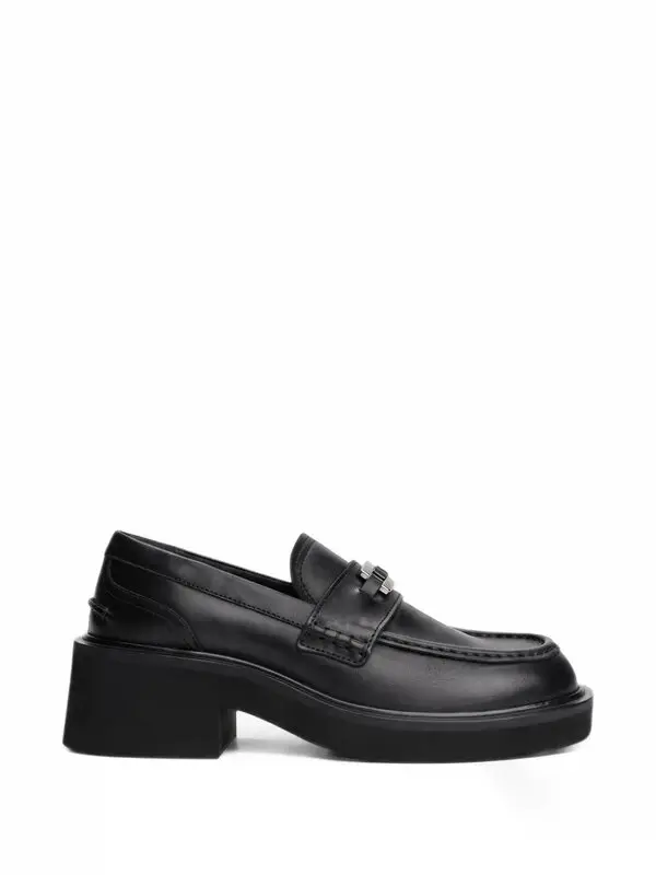 Tommy Hilfiger Logo-plaque Leather Loafers - Black