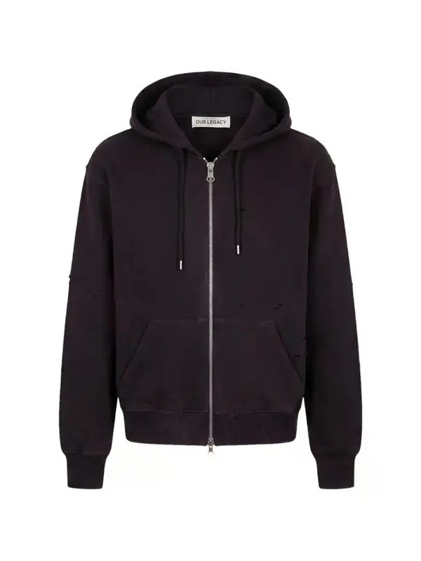 Our Legacy Mischief Distressed Cropped Hoodie - Brown