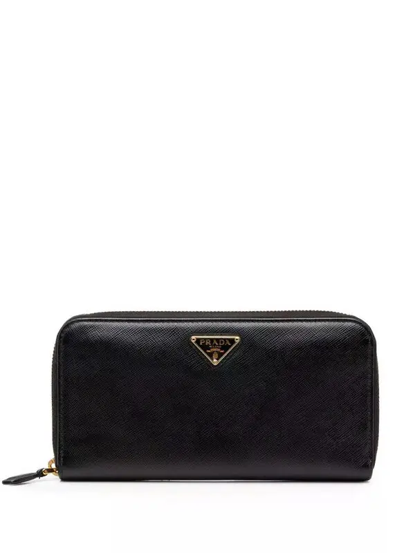 Prada 2019-2026 Saffiano Zip Around Travel Wallet Long Wallets - Black