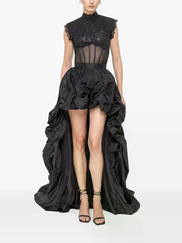 NISSA Sequin Details Tulle Corset Top