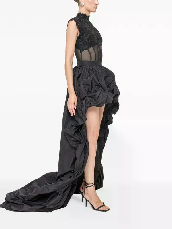 NISSA Sequin Details Tulle Corset Top
