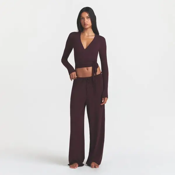 SKIMS Cloud Sleep Wrap Top | Red