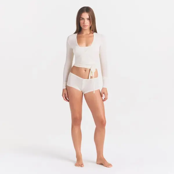 SKIMS Cloud Sleep Wrap Top | White