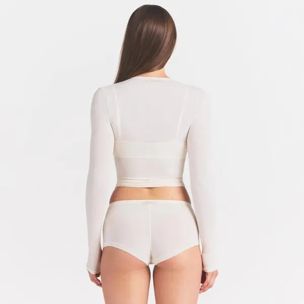 SKIMS Cloud Sleep Wrap Top | White