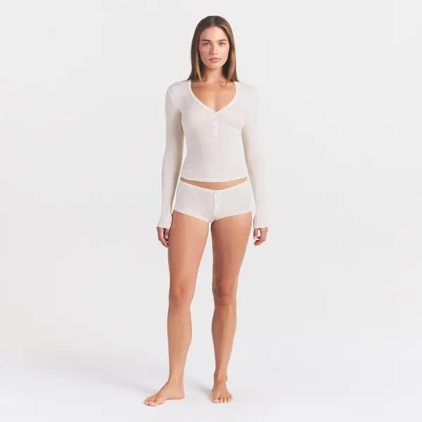 SKIMS Cloud Sleep Henley | White