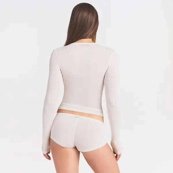 SKIMS Cloud Sleep Henley | White