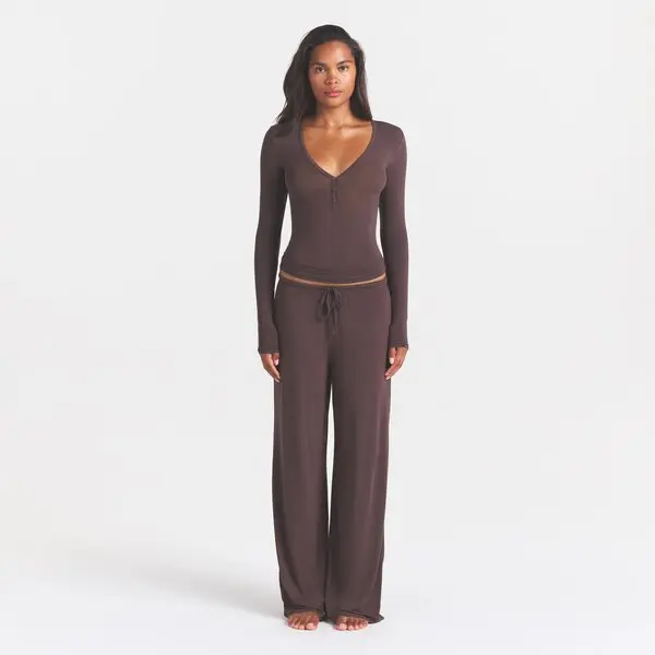 SKIMS Cloud Sleep Henley | Deep Neutral