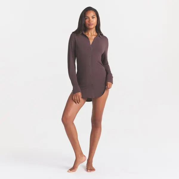 SKIMS Cloud Sleep Shirt Dress | Deep Neutral | Small
