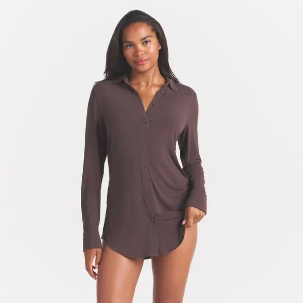 SKIMS Cloud Sleep Shirt Dress | Deep Neutral | Small