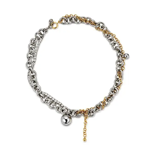 KIREI Silver / Gold Orbit Two-tone Layered Chain Necklace
