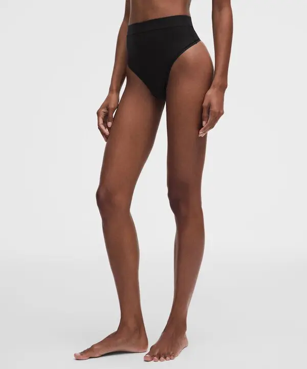 Lululemon Underease High-waist Ribbed Thong Underwear - Black