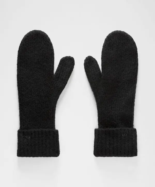 Lululemon Ribbed-knit Wide-cuff Mittens - Black