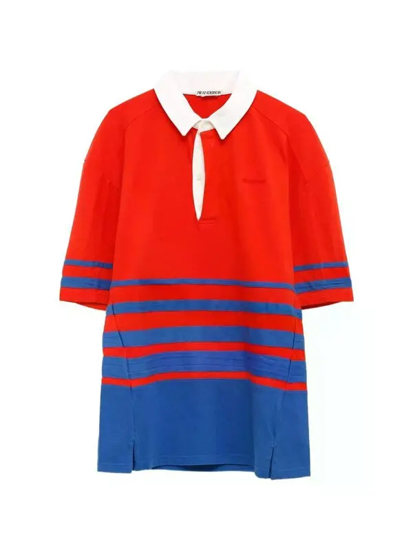 JW Anderson Striped Embroidered-logo Polo Shirt - Red