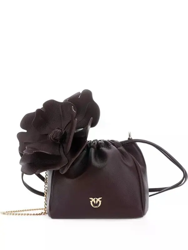Pinko Flower-embellished Leather Shoulder Bag