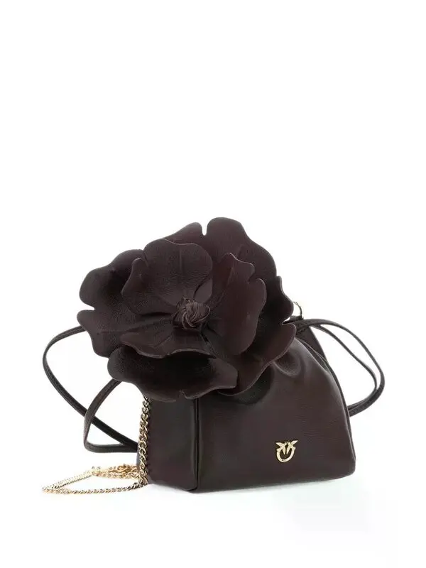 Pinko Flower-embellished Leather Shoulder Bag