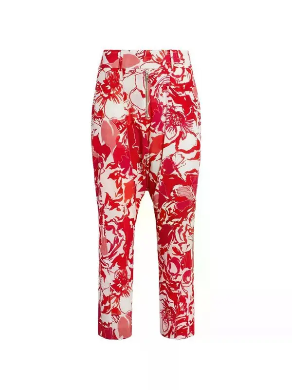 Roberto Cavalli Hydrangea Print Cropped Trousers - Red
