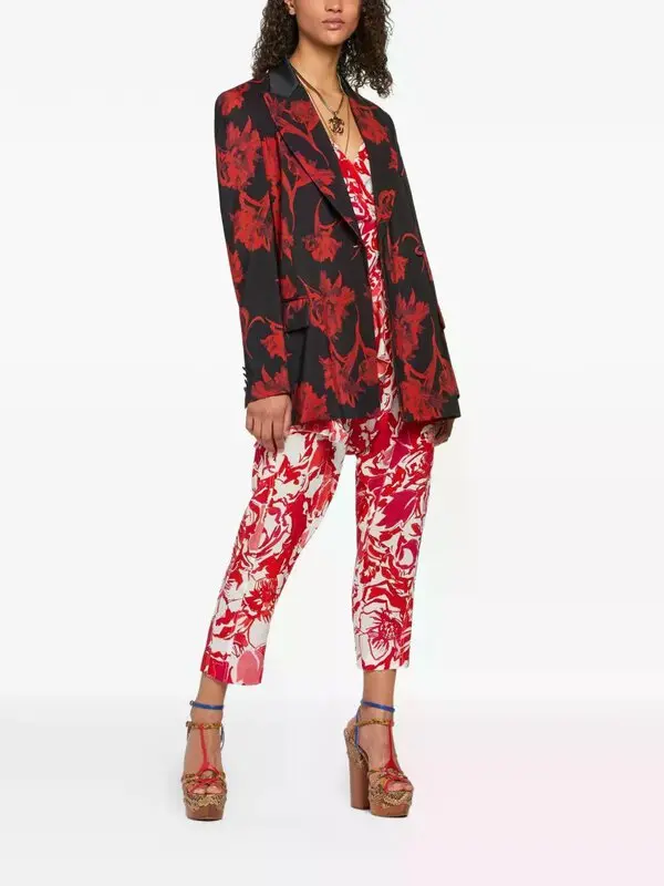 Roberto Cavalli Hydrangea Print Cropped Trousers