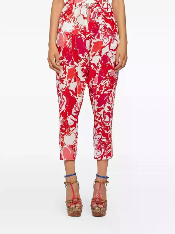 Roberto Cavalli Hydrangea Print Cropped Trousers