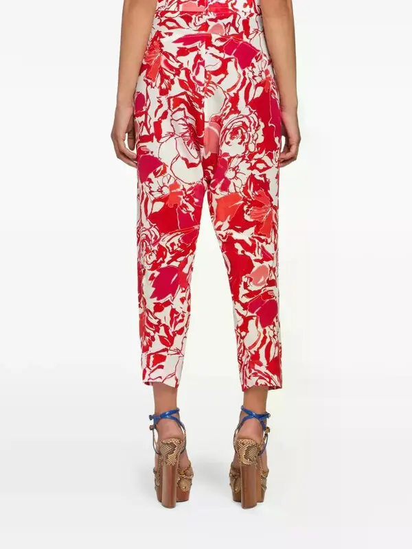 Roberto Cavalli Hydrangea Print Cropped Trousers