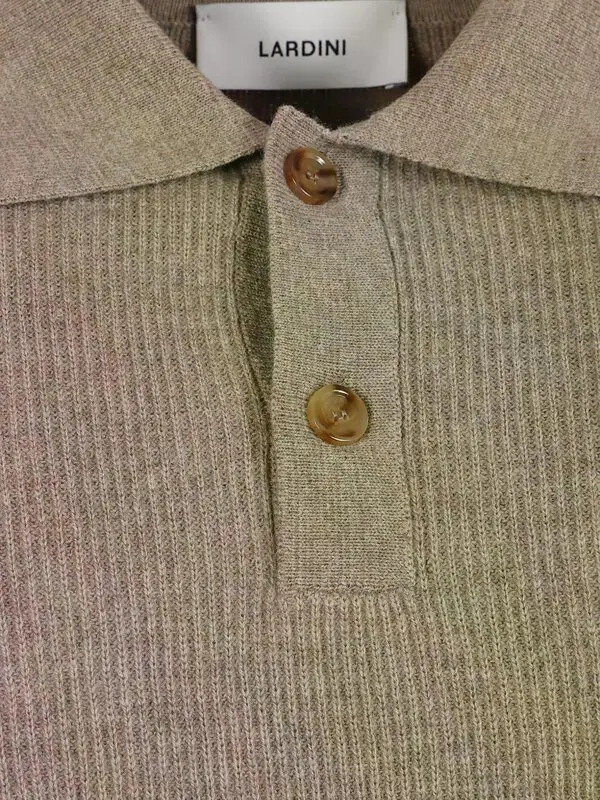 LARDINI Ribbed-knit Long-sleeved Polo Sweater
