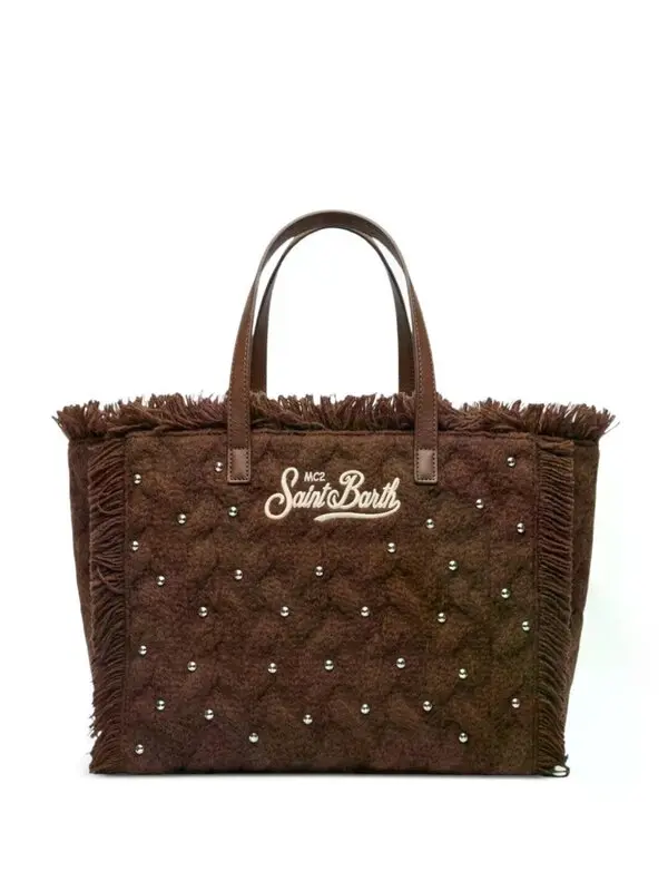 MC2 SAINT BARTH Colette Studded Fringed Tote Bag - Brown