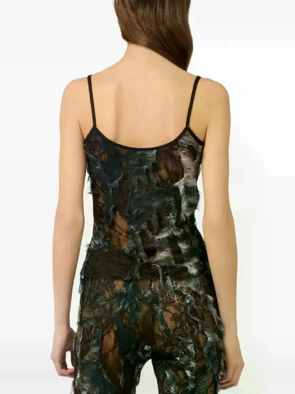 Roberto Cavalli Lace-panelled Faux-fur Top